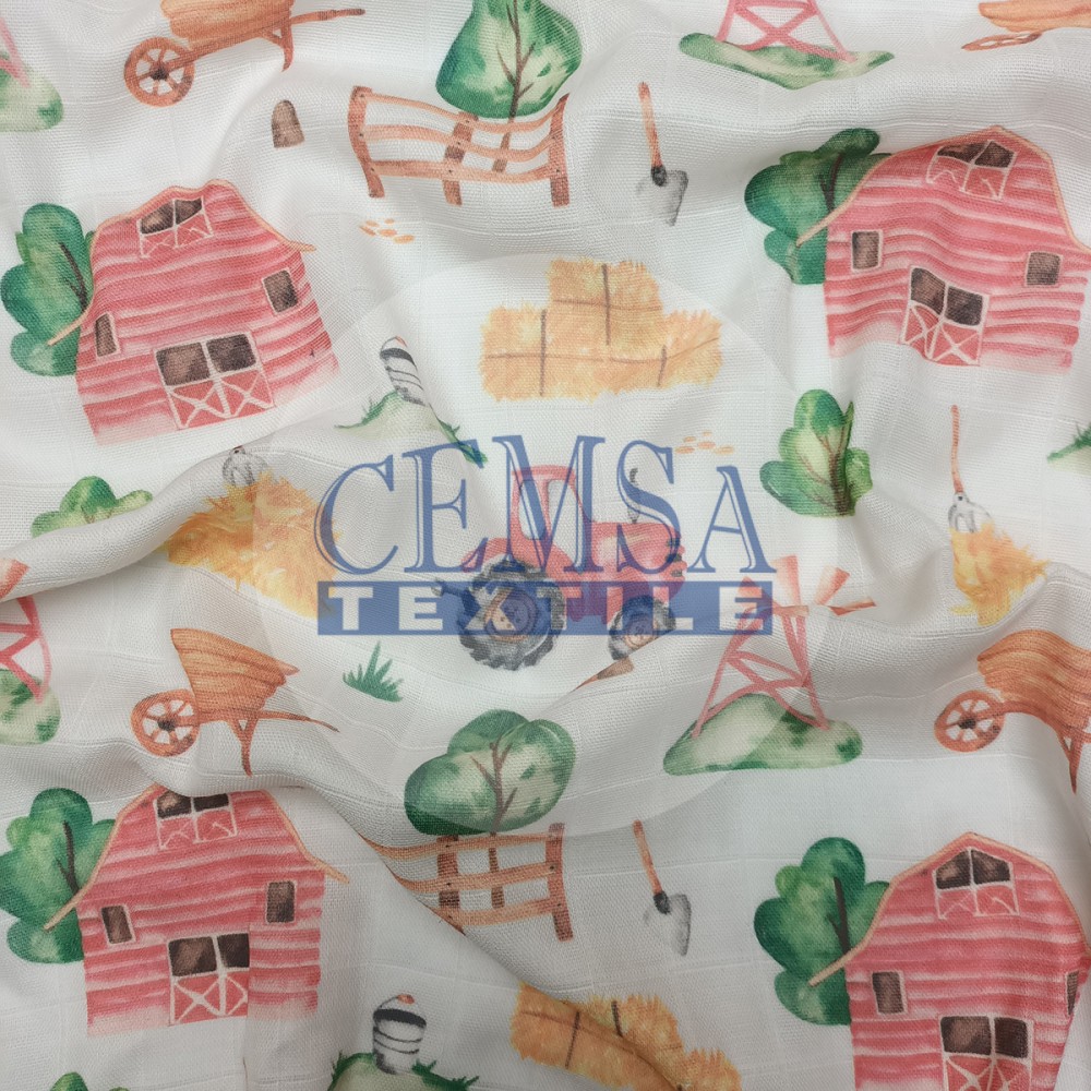 Cemsa Textile | Printed Muslin | 100% Cotton | Farm - PM_100